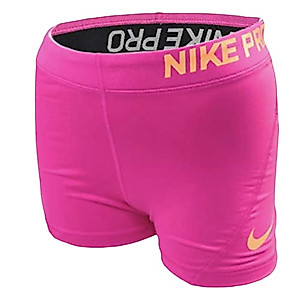 Nike Women's 3" Pro Compression Training Short (Laser Fuchsia/Fuel Orange, Medium)