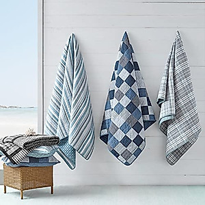 Nautica - Queen Quilt Set, Cotton Reversible Bedding with Matching Shams, Home Decor for All Seasons (Blue/Beige/White, Queen)