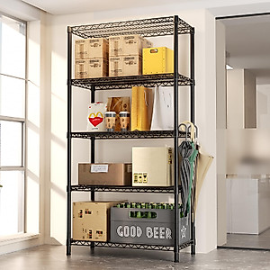 SINGAYE 5 Tier Adjustable Heavy Duty Storage Shelving Unit 1750LBS Shelves 18"D x 36"W x 71"H Black Industrial Garage Organizers