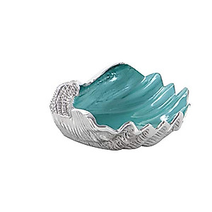 Deco 79 Metal Sea Life Shell Serving Bowl with Enamel Interior, 12" x 9" x 3", Silver