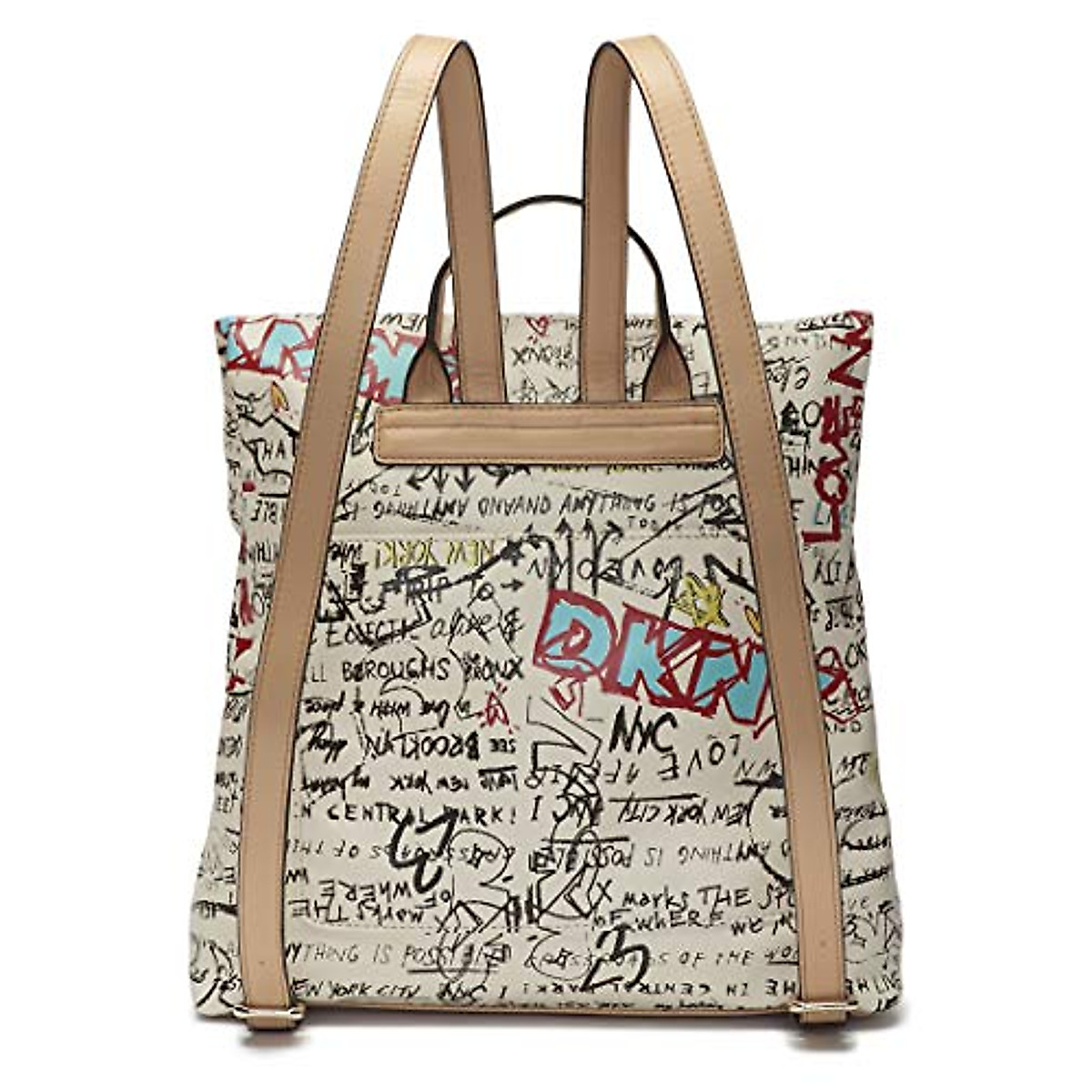 DKNY Multipurpose Fashion Backpack, White Iconic Graffiti Tilly