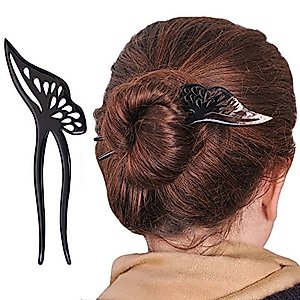 Marycrafts Butterfly Horn Hair Fork Hair Accessories For Women (Black)