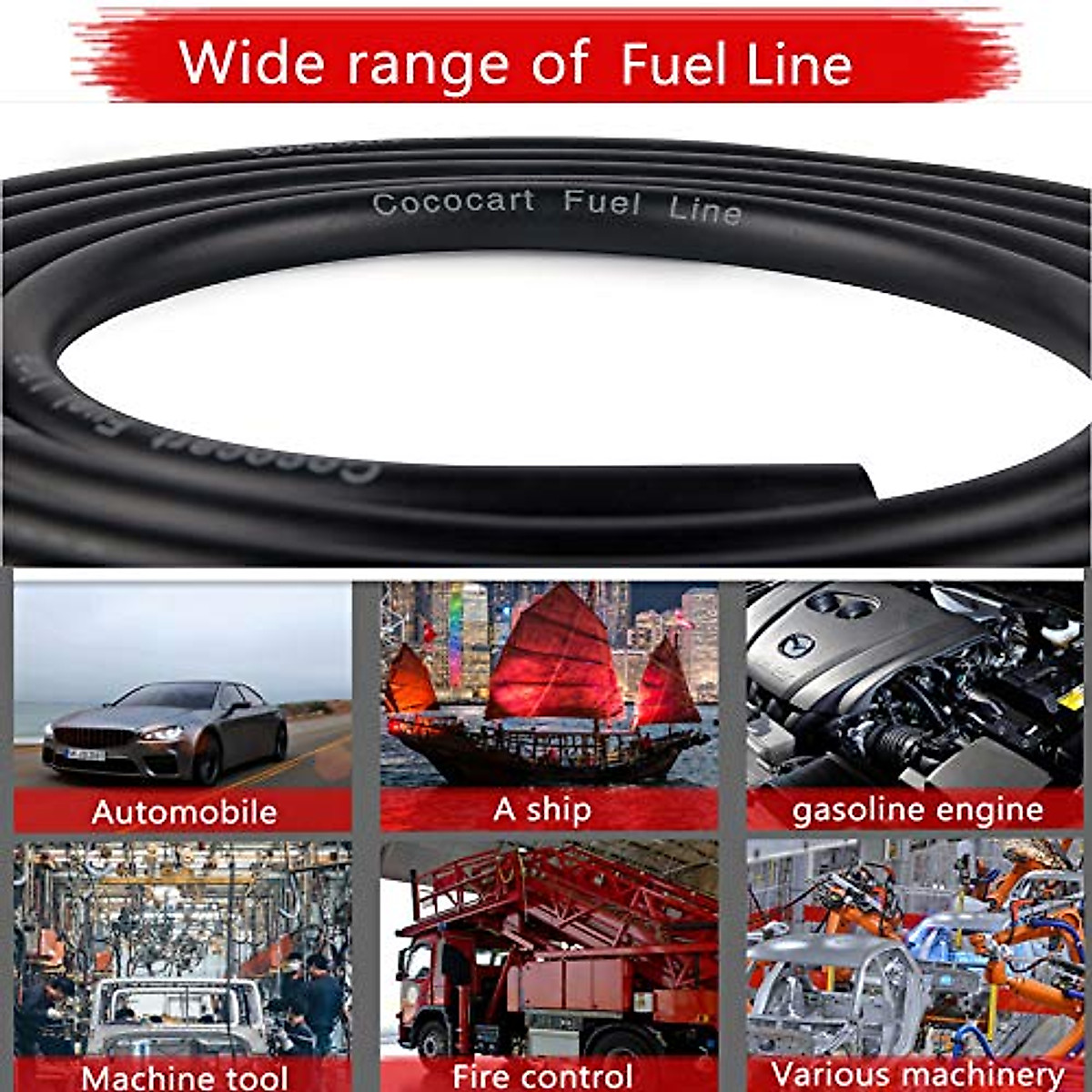 CocoMocart 10-Foot Length Stretchy 1/4 Inch ID Fuel Line+20pcs 2/5" ID Hose Clamps for Kawasaki Kohler Briggs & Stratton Small Engines