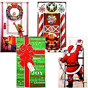 4 Pack Christmas Bathroom and Front Door Holiday Decorations and Covers