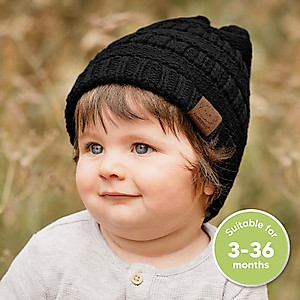 3-Pack Baby Beanies for Boys, Girls - Stretchy Knit Baby Hats, Cute Newborn & Toddler Winter Hat, Soft & Warm Infant Beanie 0-3 Months (Urban, M)