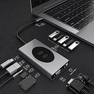Feilx Ultra-Slim Data USB Hub, USB Type C Hub USB 3.0 Type-C Hub to HDMI Adapter 4K Thunderbolt 5 USB C Hub with TF SD Reader Slot PD