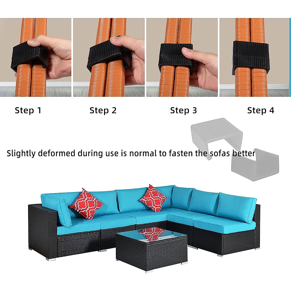 SUQ I OME 6 Pack of Outdoor Patio Wicker Furniture Clips Sectional Sofa Rattan Furniture Clamps Chair Fasteners,Connect The Sectional or Module Outdoor Couch Patio Furniture,1.74 inch