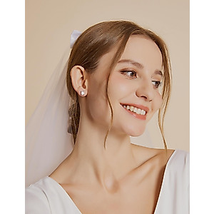 EAMTI 925 Sterling Silver Cubic Zirconia Stud Earrings for Women 1 Carat Emerald Cut CZ Stud Dainty Earrings Hypoallergenic