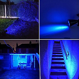 T-SUN Blue Solar Spotlights, 4 LED Solar Landscape Spot Lights Outdoor Waterproof, Adjustable Auto ON/Off Solar Wall Lights Garden Pond Lights for Trees, Patio, Yard, Driveway, Pool Area(Blue-4 Pack)