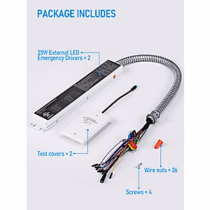 LEONLITE 25W LED Emergency Driver, 100-347VAC, 170VDC Output, UL Listed, Emergency Driver with Battery Backup, Fit for 25W-200W LED Fixtures, 90mins Power Supply for High Bay Lights, Pack of 2