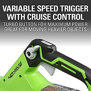Greenworks 40V (120 MPH / 450 CFM) Cordless Axial Blower, 4Ah USB Battery (USB Hub) and Charger Included