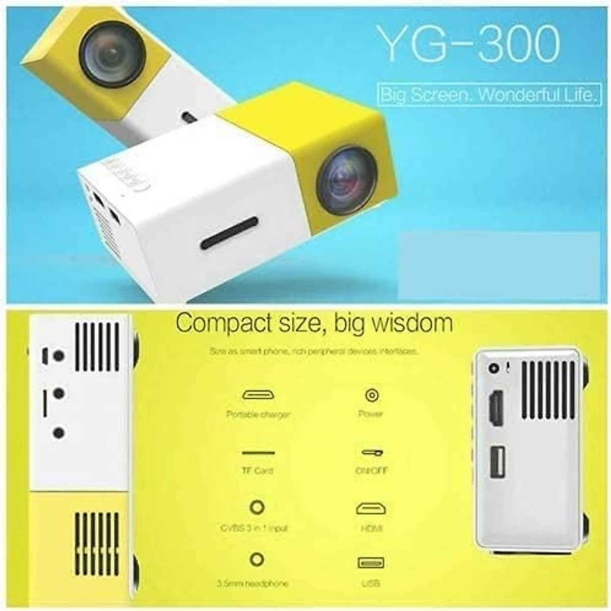 Projectors YG-300 LCD Mini Support 1080P Portable LED Projector Home Cinema