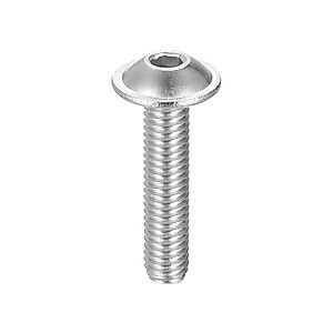 uxcell Flanged Button Head Socket Cap Screws, M5*22mm Hex Socket Drive Screw, 304 Stainless Steel Fasteners Bolts, Fully Threaded Machine Screw 50Pcs