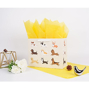 ysmile Dog Gift Bag with Wrapping Tissue for Men Women 12.6"