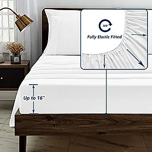 CozyLux King Comforter Set with Sheets White Seersucker Bed in a Bag 7-Pieces All Season Bedding Sets with Comforter, Pillow Sham, Flat Sheet, Fitted Sheet, Pillowcase