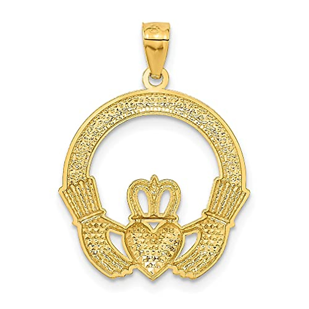 14k Yellow Gold Claddagh Necklace Charm Pendant Good Luck Italian Horn Celtic Fine Jewelry For Women Gifts For Her