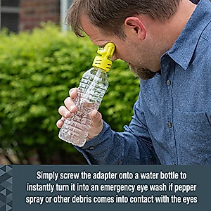 SABRE Eye Wash Adapter - Turns Water Bottle into Eye Wash Device - Flushes Contaminants from the Eye , Yellow, 2.4 oz