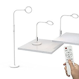 Syrinx 3 in 1 LED Floor Lamp, Desk Lamp, Clamp-on Lamp With Remote Control, 5 Brightness Levels & 5 Colors Temperatures, Dimmable, Adjustable Gooseneck Pole Lamp for Living Room Office Bedroom - White