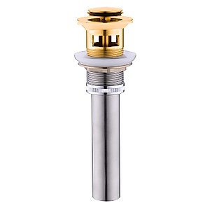 GULICA Vessel Sink Drain, Bathroom Sink Drain Stopper With Overflow, Vessel Pop up Drain Stopper Brushed Gold