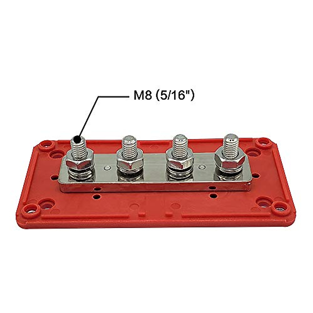 IZTOSS 300A Bus Bar 5/16" Heavy Duty Module Design BusBar Box Power Distribution Block 48V 4X M8 Terminal Studs Battery Junction Block for Battery Marine RV Truck (Red)