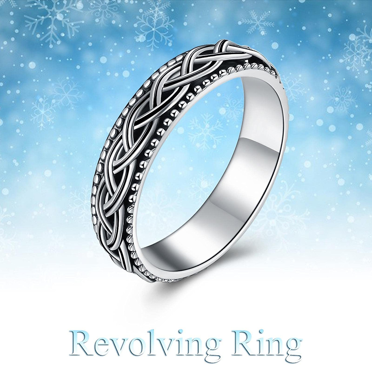 YAFEINI Fidget Ring Sterling Silver Celtic Spinner Ring for Women Celtic Knot Spining Ring Celtic Irish Jewelry Gifts for Men