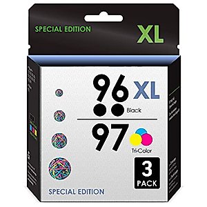 5-Star Remanufactured Ink Cartridge Replacement for HP 96 / 97 High Yield Printer Ink. Works with Officejet 7310 7210 Deskjet 9800 6988 6980 PhotoSmart 8050 Printers. 3 Pack (2 Black, 1 Color)