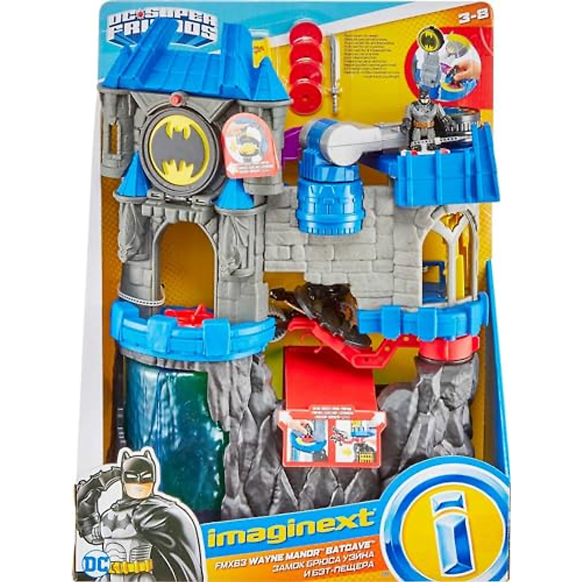 Fisher-Price Imaginext DC Super Friends Batman Toy, Wayne Manor Batcave Playset with Figure & Batcyle for Pretend Play Kids Ages 3+ Years (Amazon Exclusive)