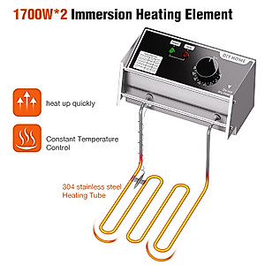 20.7Qt Deep Fryer, 3400W Electric Countertop Deep Fryer with 2 x 6.35 QT Removable Basket Commercial Deep Fryers Frying Machine w/Temperature Control