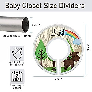 ToddleBee Baby Closet Dividers for Baby Clothes | Woodland Animals Nursery Organizer | Unisex Baby Clothing Size Preemie Newborn Infant to 24 Months | 8 Piece Gift Set