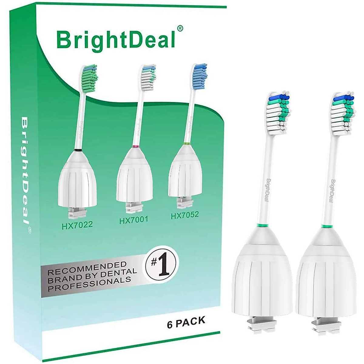 BrightDeal Replacement Toothbrush Heads Compatible with Philips Sonicare Toothbrush Electric Handle, for Sonicare E Series Essence, Xtreme, Elite, Advance and CleanCare Toothbrush, 6 Pack