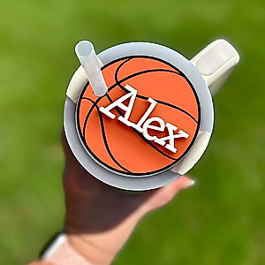 Personalized Sports Tumbler Topper, Baseball, Football, Batsketball Name Plate, Cup Name Tag, Football Tumbler Topper
