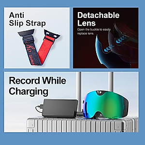 OhO Smart Ski Goggles, 4K Camera Snowboard Goggles with Adjusted View of Camera Recroding,UV Protection, Anti Fog (Men/Women)