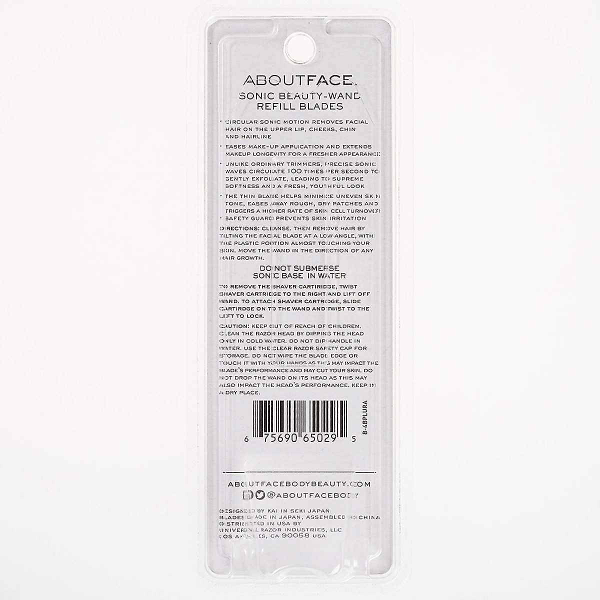 About Face Sonic Beauty-Wand Refill Blades for Exfoliating, 4 Pack â€“ Includes 2 Facial Blades & 2 Brow Blades
