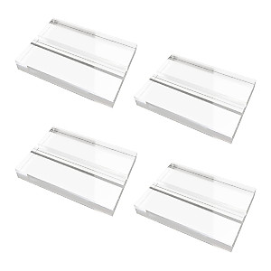 4 Pcs Clear Acrylic Place Card Holders,Clear Acrylic Base Wedding Signs Clear Table Number Holders for Wedding Party Events Decoration(2.8 x 2 x 0.4 Inch)