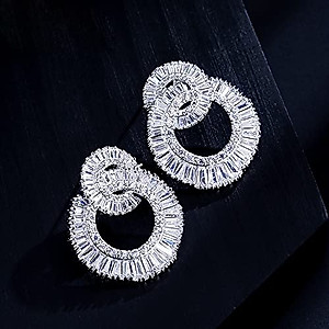 Women Elegant Statement Rhinestone Jewelry Dangle Drop Earrings Studs