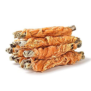 Pawmate Chicken Wrapped Cod Fish Skin Stick Dog Treats, Healthy High Protein Omega3 Cod Twist Dog Chews Real Chicken Wrap Teeth Cleaning for Large Medium Small Pets 10.5OZ