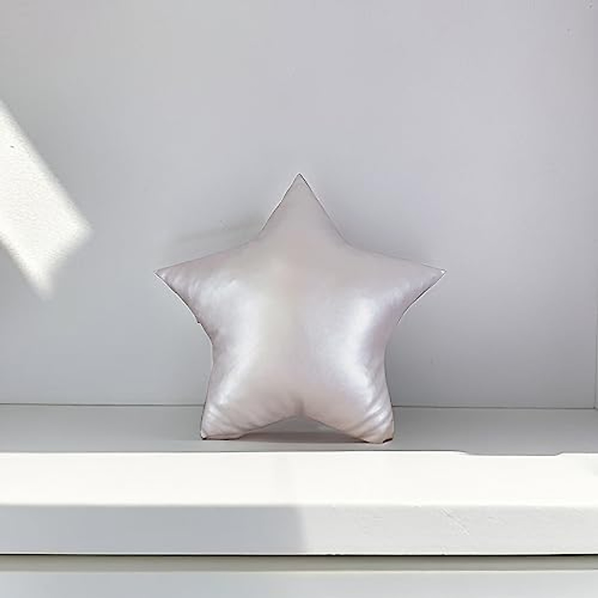 Lioong Metallic Star Pillows for Girls Kids Bedroom Playroom,Silver Leather Throw Decorative Pillow Floor Cushion Stuffed Plush Sofa Chairs Decoration