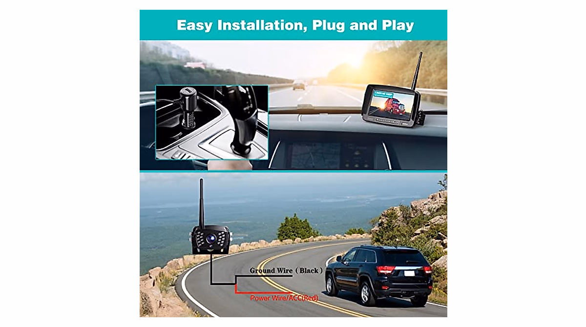 Nuoenx Wireless Backup Camera, 7 Inch Monitor Rear View Camera System ...