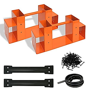 SnugNiture Outdoor Firewood Log Storage Rack Bracket Kit, Adjustable Log Rack Holder, Fireplace Wood Storage Holder with Screws, Orange