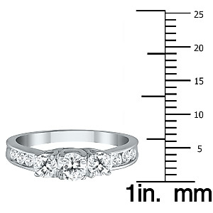 1 Carat TW Diamond Three Stone Ring in 10K White Gold