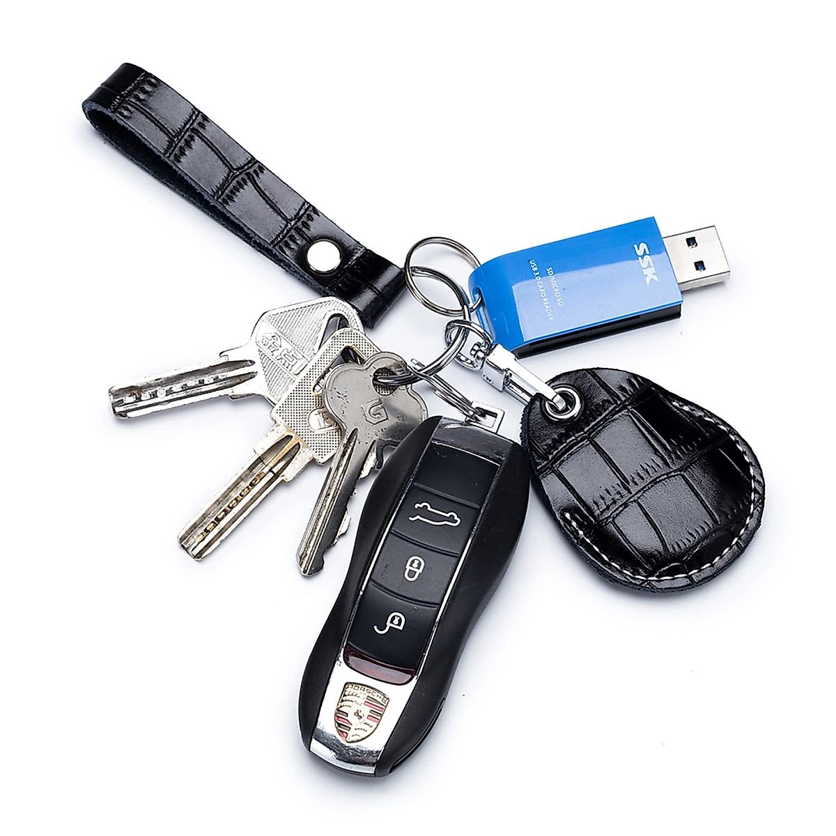 Temvue Access Card Holder RFID Key Fob Bag Key Chains NFC Smart Key Tag Card RFID Pod ID card protector common access card cover (Black)