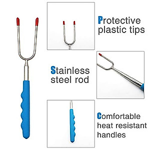 GOLF Marshmallow Roasting Sticks, 5 Pack Extra Long 34’’ Stainless Telescoping Hot Dog Smores Skewers Kids Safe Barbecue Forks for Campfire, Camping, Bonfire and Grill