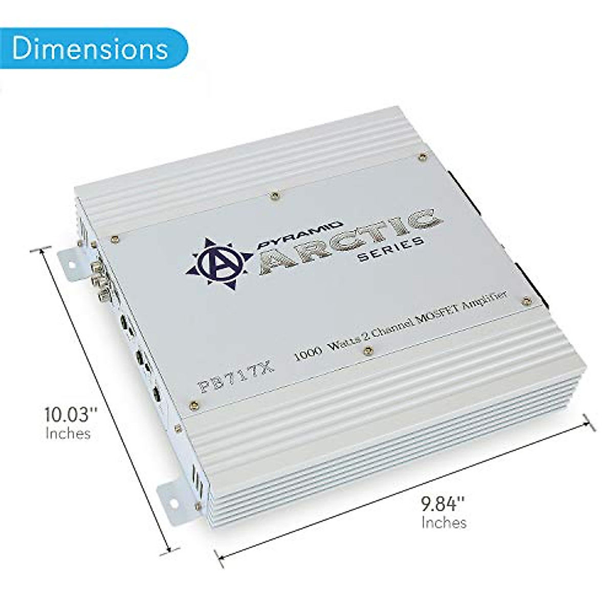 Pyramid 2 Channel Car Stereo Amplifier - 1000W Dual Channel Bridgeable High Power MOSFET Audio Sound Auto Small Speaker Amp Box w/ Crossover, Variable Gain Control, RCA IN/OUT, LED Indicators PB717X