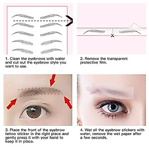DAGEDA Brown 40 Pairs 4 PC 4D Eyebrow Transfers Stickers, Long Lasting Natural Waterproof Bionic Eyebrow Water Transfer Tattoo Eyebrow Sticker For Woman Man Makeup Tool（#ZX-008）
