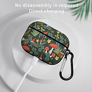 Funny Headphone Case Cover Compatible with AirPods Pro Case for Women Girls Red Mushroom Unique Design Gnome Green, Protective Plastic Case Cover, Led Visible with Keychain