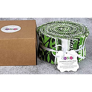 Soimoi 40Pcs Block Print Cotton Precut Fabrics for Quilting Craft Strips 2.5x42inches Jelly Roll - Green