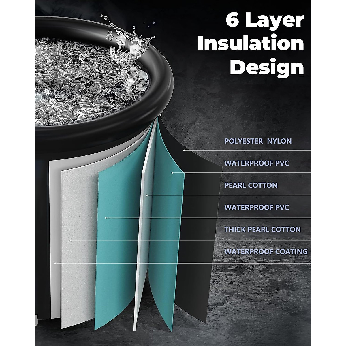 XL Ice Bath Tub for Athletes & Adults - 105 Gallons Ice Tub, Cold Plunge Tub with Cover, Ice Plunge Tub for Recovery & Cold Water Therapy, Inflatable Ice Bath Barrel for Indoor Outdoor- Black