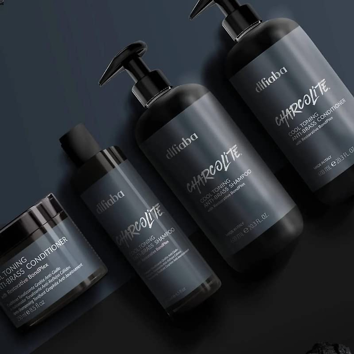 edgy DIFIABA Charcolite Cool Toning Anti-Brass Shampoo & Conditioner DUO SET w/ Restorative BondPlex (w/ Sleekshop Teasing Comb) Charcoal Kit Bond Plex (8.5 oz + 8.5 oz)