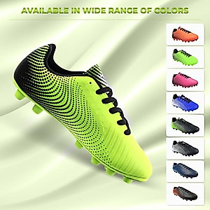 Vizari Stealth FG Soccer Shoes | Firm Ground Outdoor Soccer Shoes for Boys and Girls | Lightweight and Easy to wear Youth Outdoor Soccer Cleats | Green/Black | Little Kid