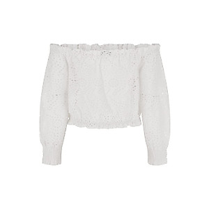 GUESS Women's 3/4 Sleeve Rafa Top, Pure White